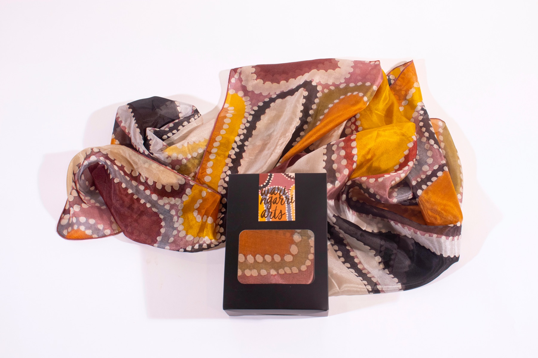 Silk Scarf - Minnie Lumai 'Yab-yabbe-geni-nim' :: Waringarri Arts
